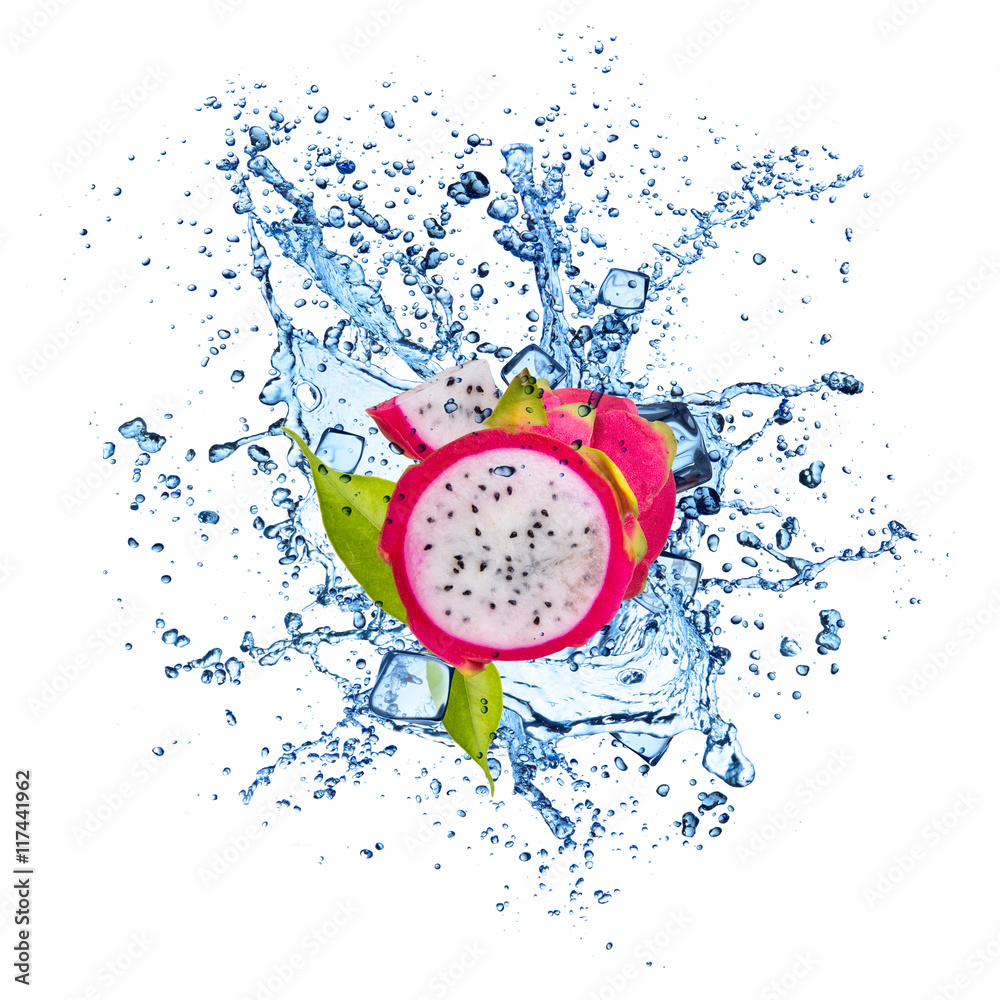 Dragon fruit in water splash on white background Stock Photo | Adobe Stock