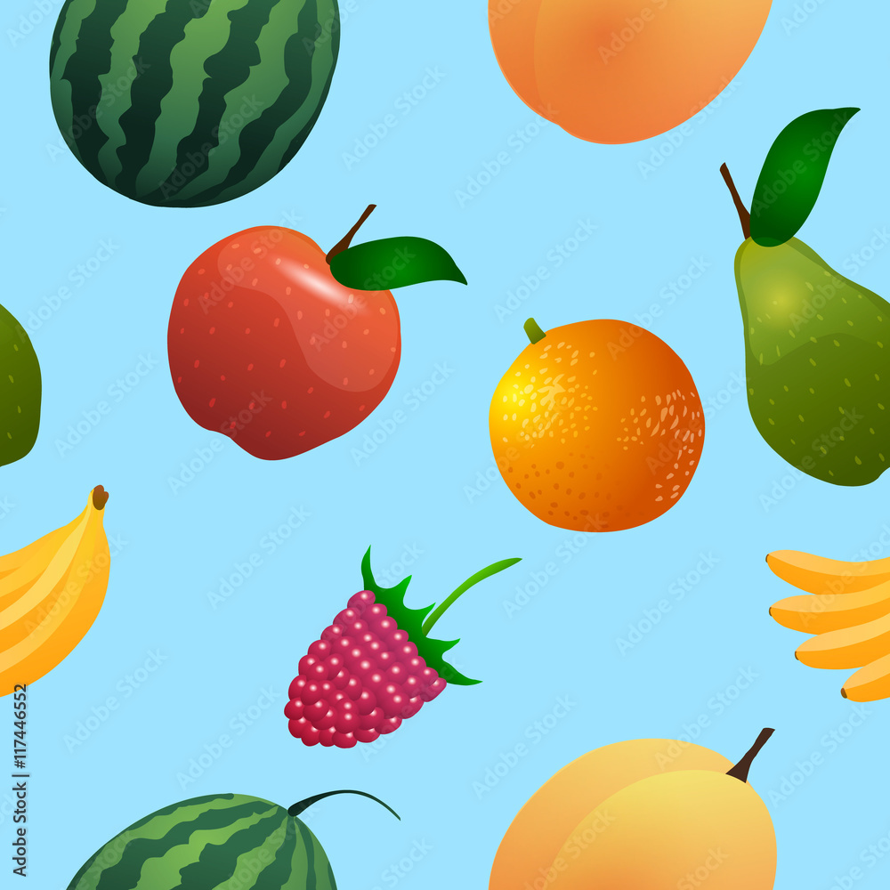 Vector seamless background with fruits. Stock Vector | Adobe Stock