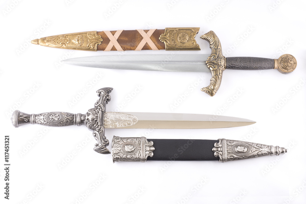 Roman military daggers on white background Stock Photo | Adobe Stock