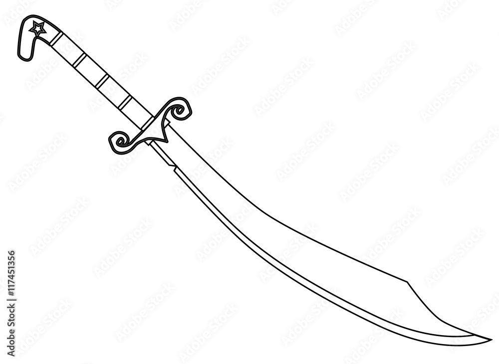 Scimitar Sword Outline Stock Vector | Adobe Stock