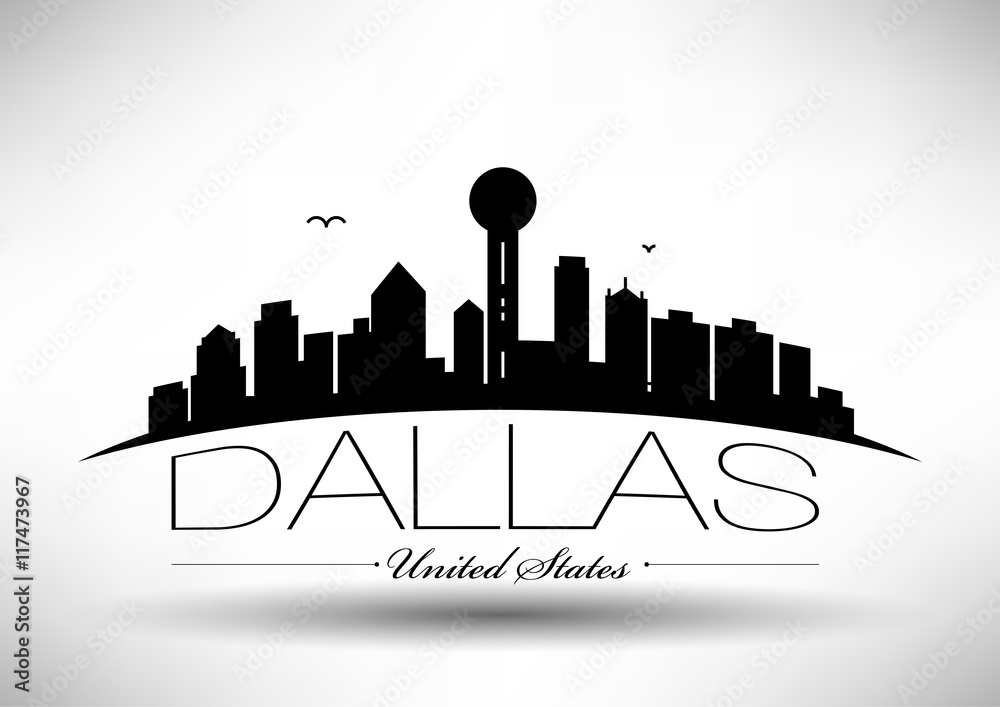 Vector Dallas City Skyline Design Stock Vector | Adobe Stock