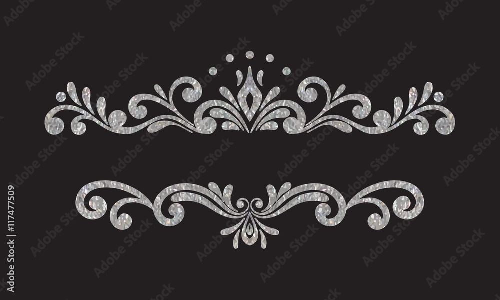 Elegant luxury vintage silver floral border Stock Vector | Adobe Stock