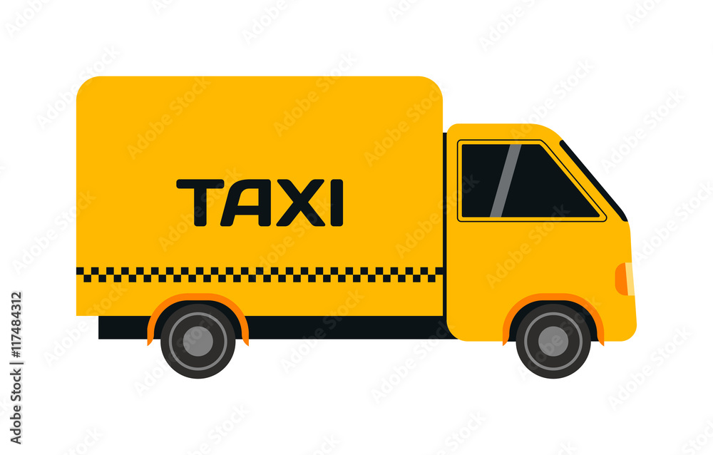 Taxi yellow van car isolated on white background. Vector yellow taxi ...