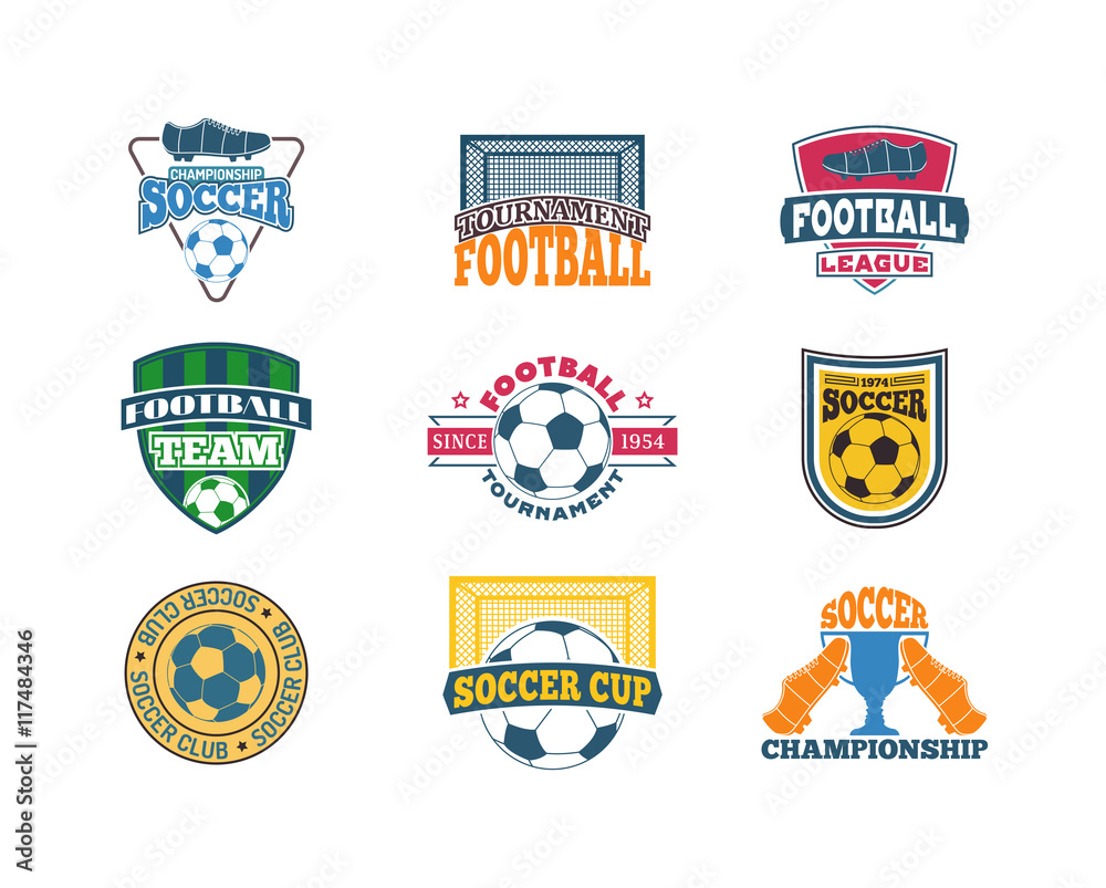 Set of soccer football badge logo design templates. Sport team identity ...