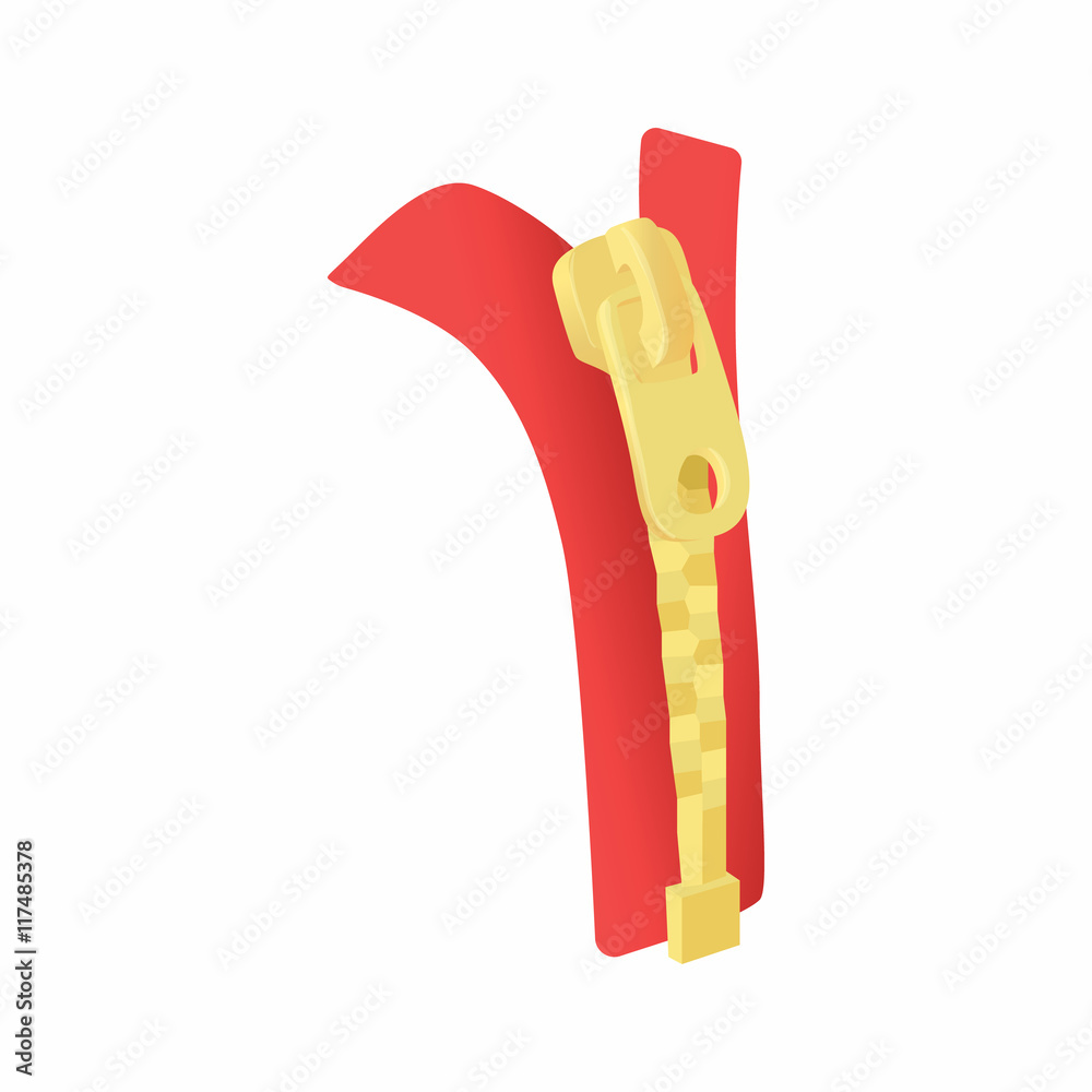 Zipper with lock icon in cartoon style isolated on white background ...