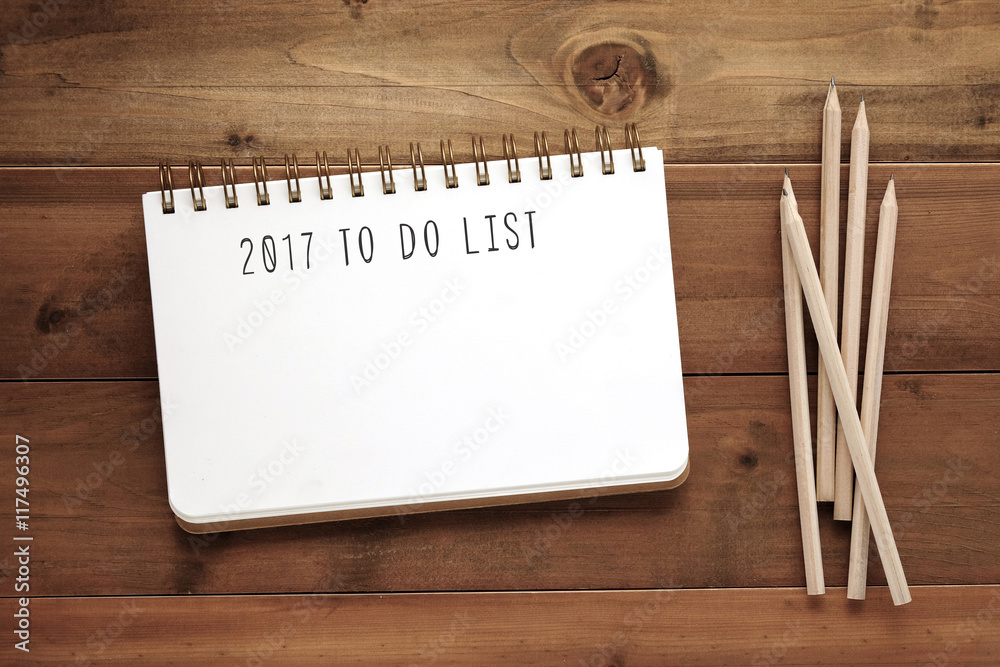 2017 to do list on blank notebook paper background | Uwalls.co.uk