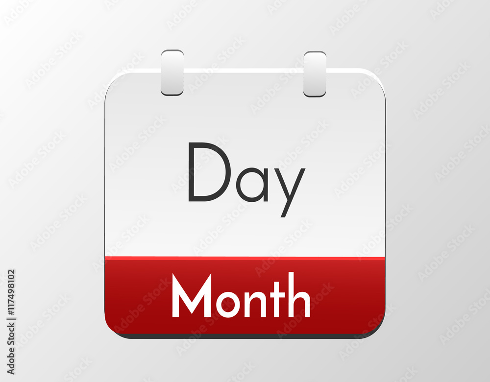Red vector calendar with optional day and month. Stock Vector | Adobe Stock