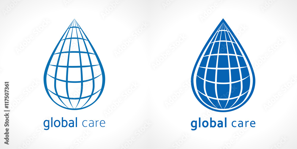 Drop earth. Global business logo. Stock Vector | Adobe Stock