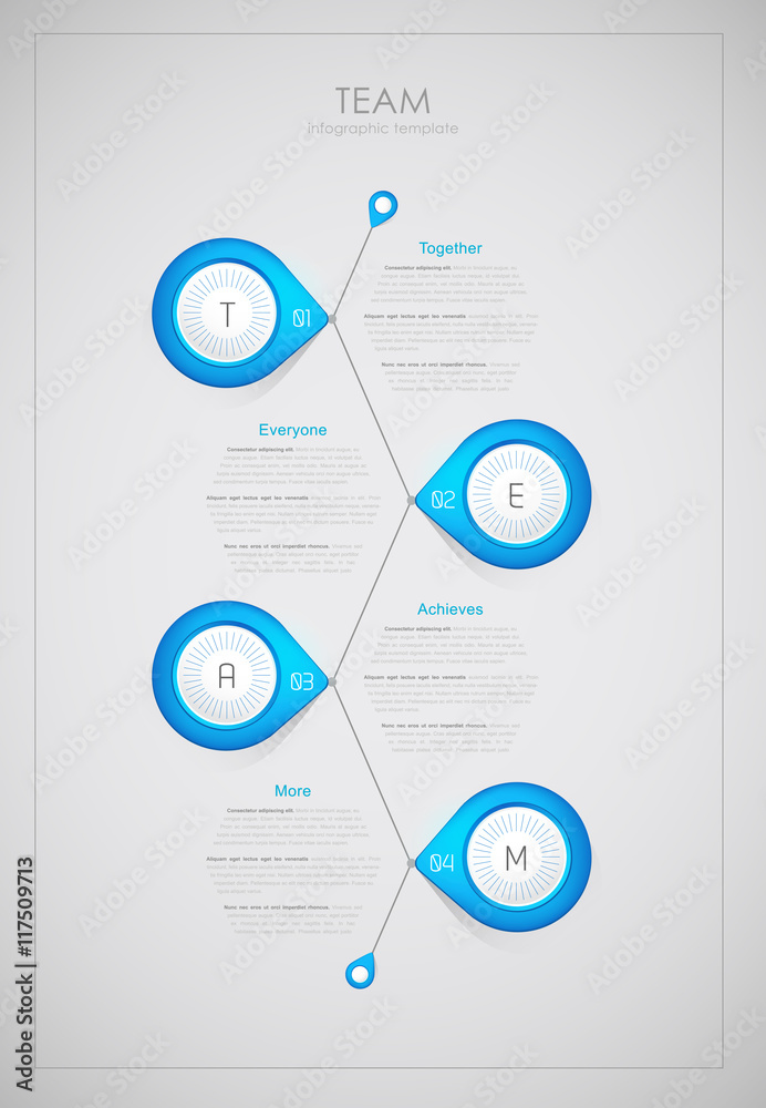 Team - infographic template (together, everyone, achieves, more) Stock ...