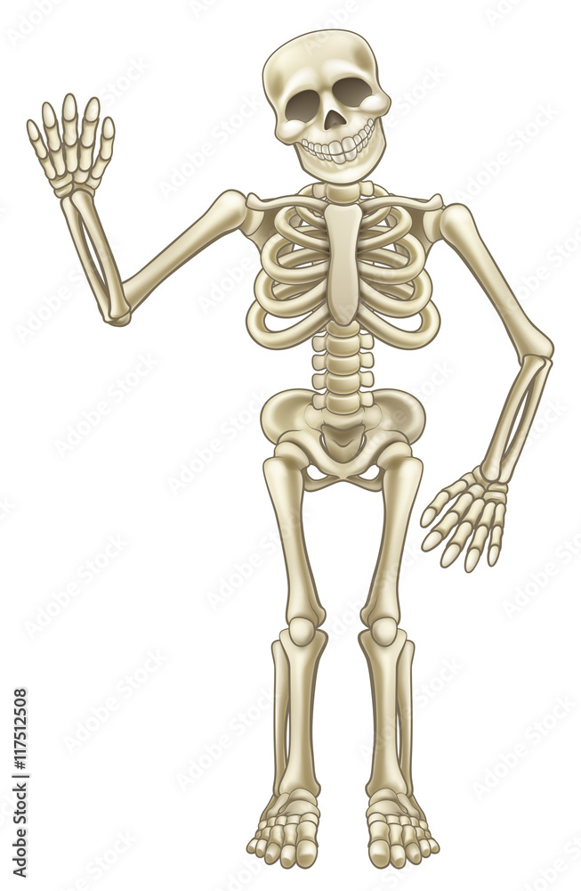 Cartoon Skeleton Waving Stock Vector | Adobe Stock