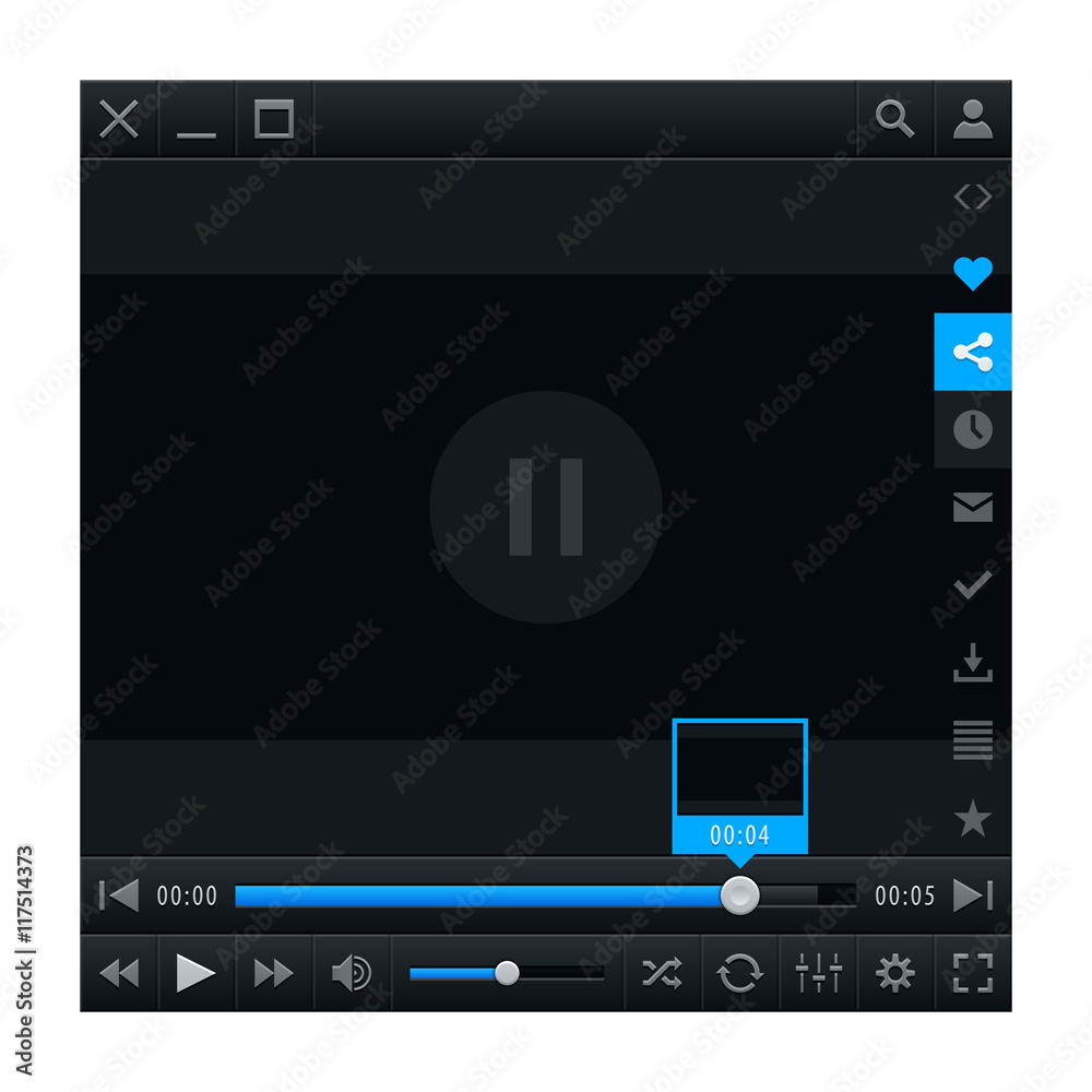 Media player ui interface with video loading bar and additional movie ...