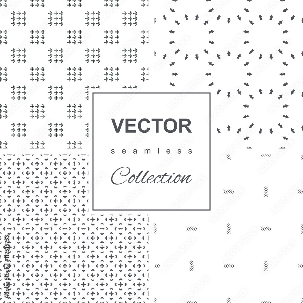 Set of black and white vector patterns with arrows Stock Vector | Adobe Stock