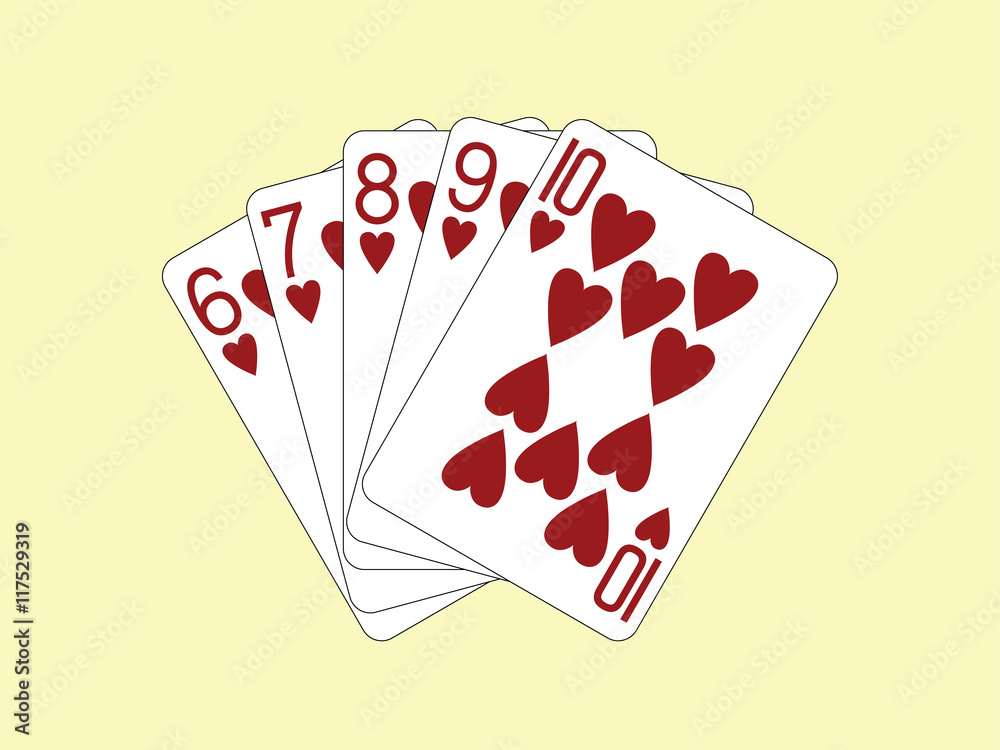 Straight Flush of Hearts vector illustration Stock Vector | Adobe Stock