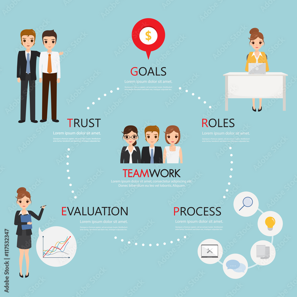 teamwork infographic. business people character. Stock Vector | Adobe Stock