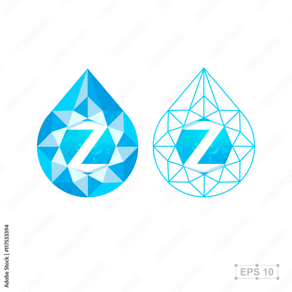 Z letter with diamond,vector crystal modern water drop logo Stock ...