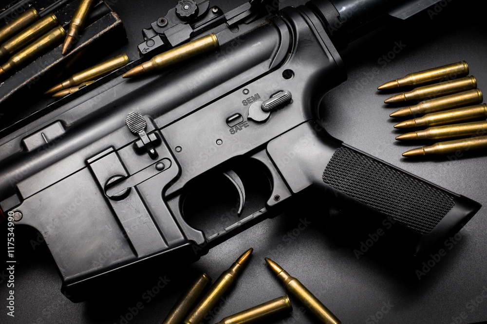 M4A1 assault rifle on black background Stock Photo | Adobe Stock