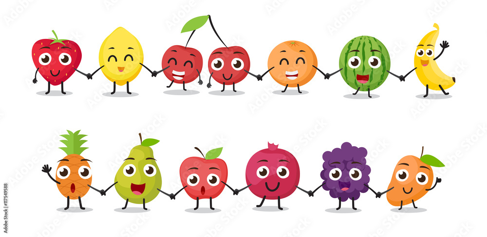 cartoon fruits characters Stock Vector | Adobe Stock