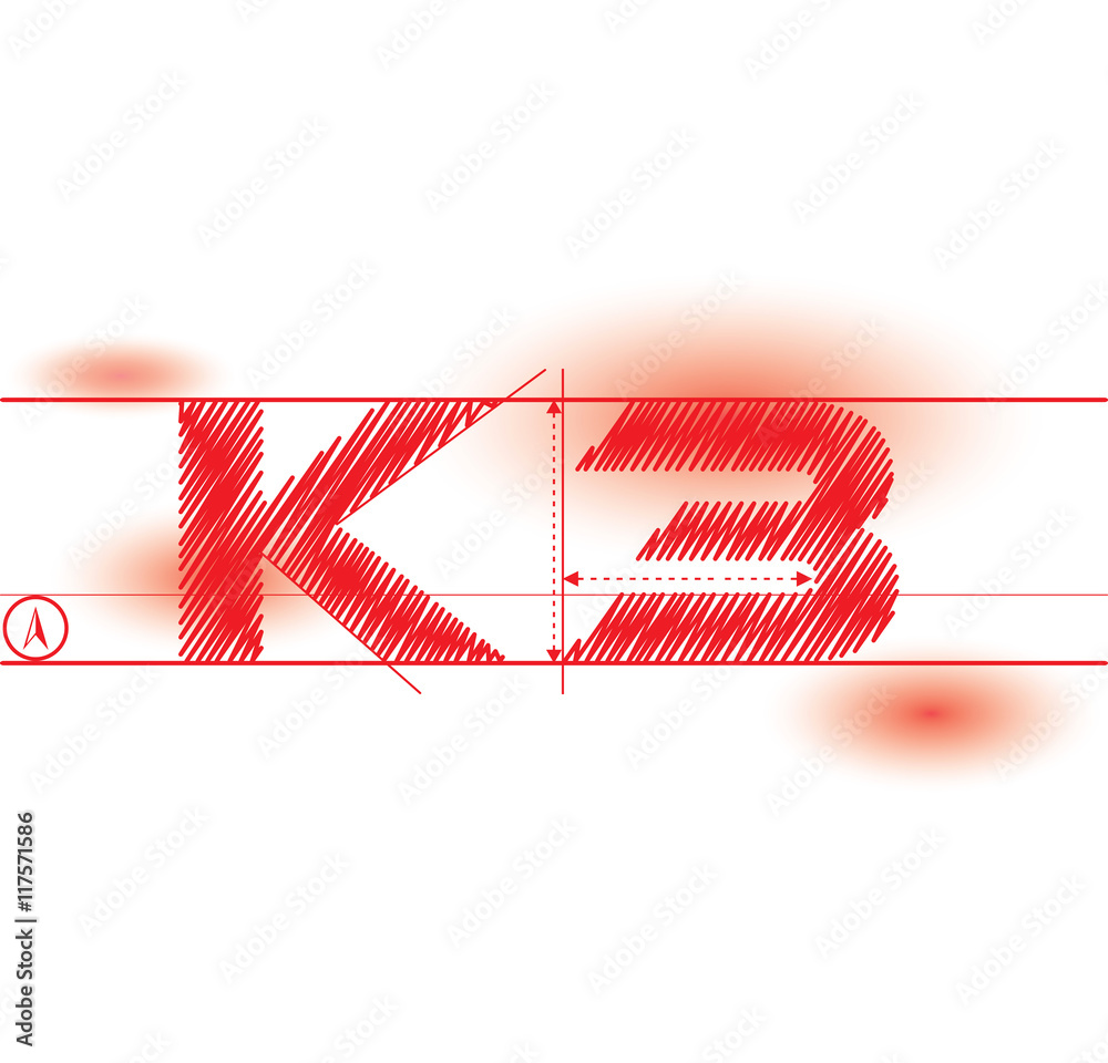 k3 redprint font Stock Vector | Adobe Stock