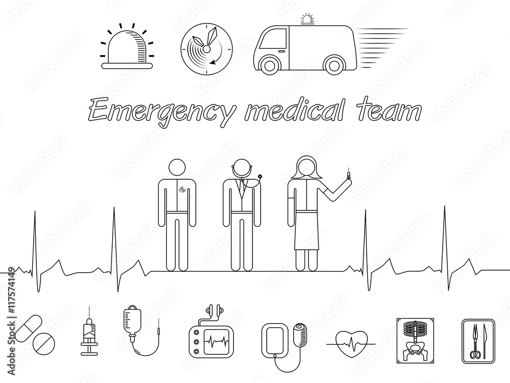 Emergency medical team icons on white background Stock Vector | Adobe Stock