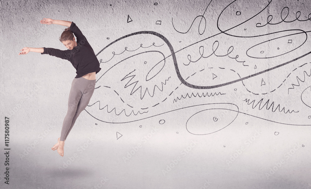 Ballet dancer performing art dance with lines and arrows Stock Photo ...
