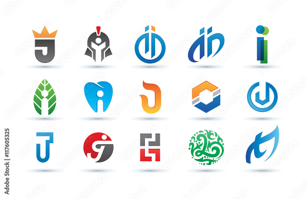 Set of Abstract Letter i Logo - Vibrant and Colorful Icons Logos Stock ...