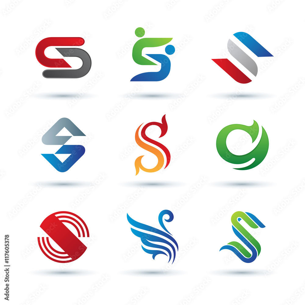 Set of Abstract Letter S Logo - Vibrant and Colorful Icons Logos Stock ...
