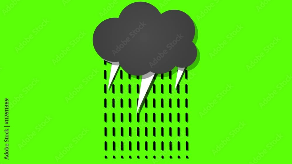 cartoon animated thundercloud loop green screen Stock Video | Adobe Stock