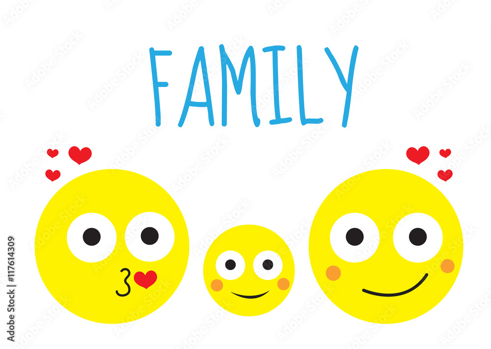Happy family round smiles, mother, father and child. Vector ...