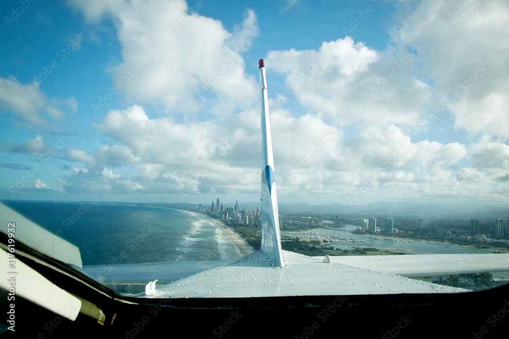 Aeroplane Flying over Gold Coast Australia Tail View Stock-Foto | Adobe ...