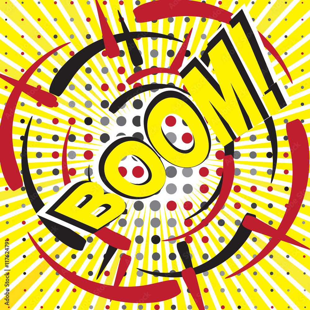 Boom wording sound effect set design for comic background, comic strip ...