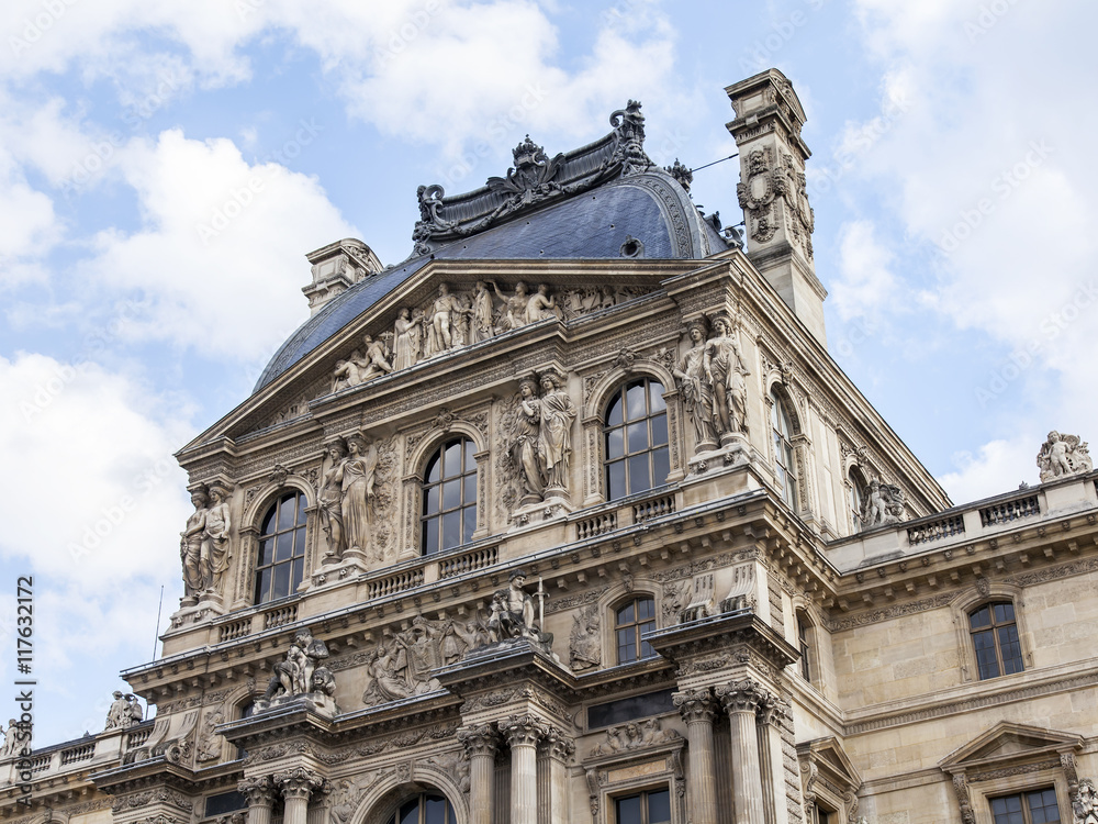 PARIS, FRANCE, on JULY 11, 2016. Architectural fragment of one of ...