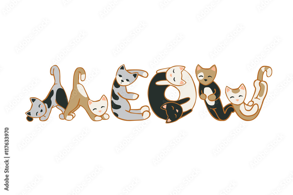 Word MEOW of cats Stock Vector | Adobe Stock