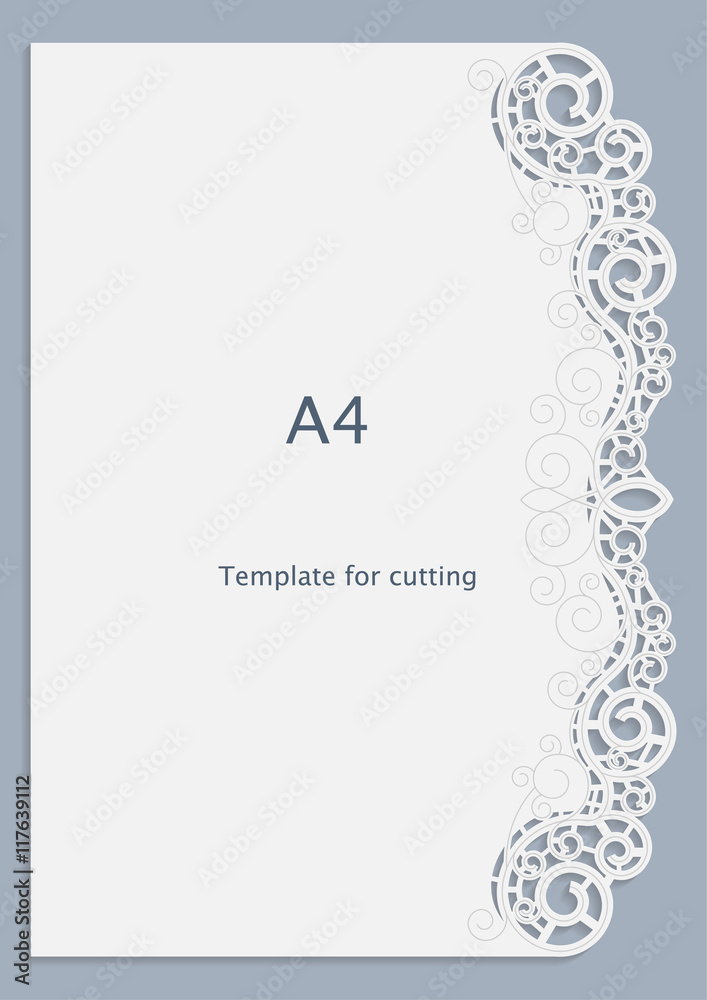 A4 paper lace greeting card, white pattern, cut-out template, template ...