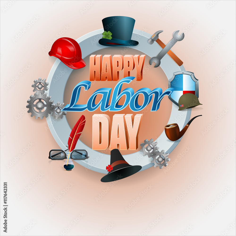 Holidays background with representative objects for Labor Day, event ...
