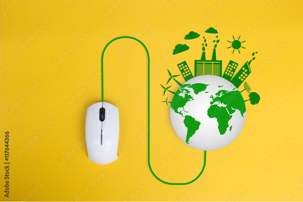 Computer mouse and Eco friendly with concept click for Green city and ...