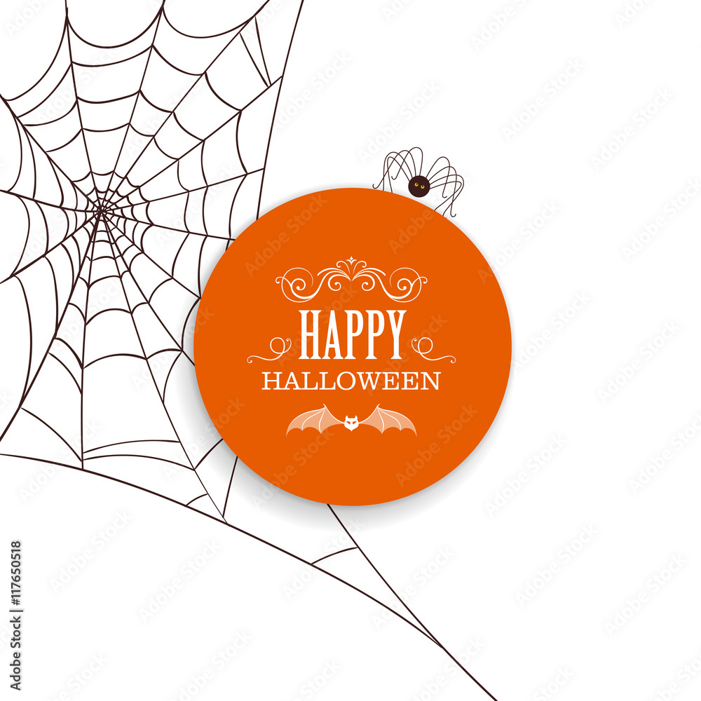 Vector Illustration of a Spiderweb and a Spider on a White Background ...