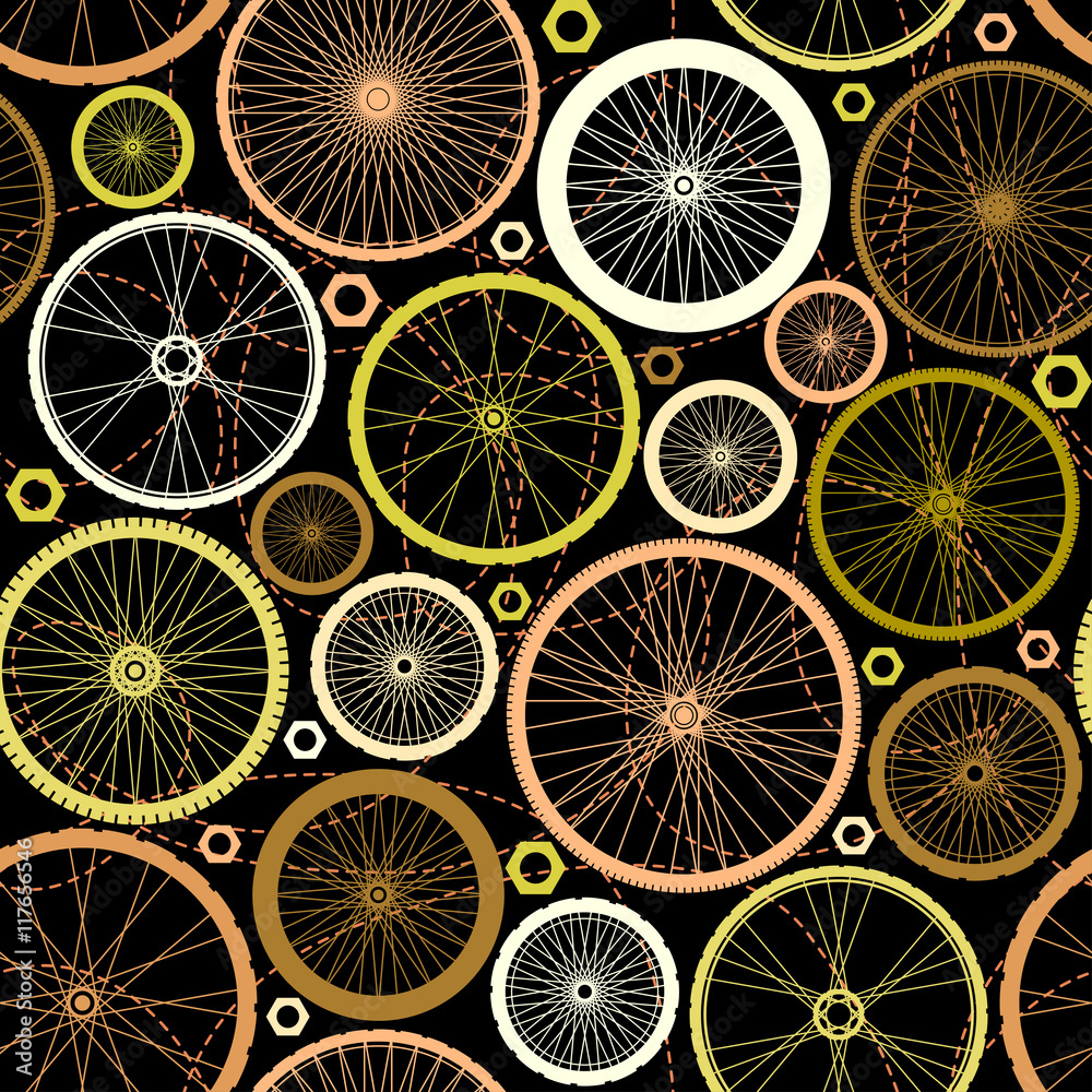 Pattern of bicycle wheels. Stock Vector | Adobe Stock