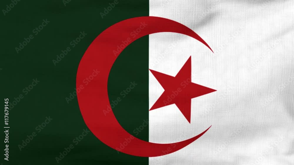 National flag of Algeria flying and waving on the wind. Sate symbol of ...