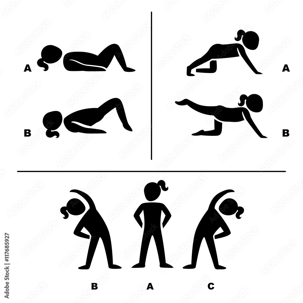 exercise poses for healthy pictograms illustration Stock Vector | Adobe ...