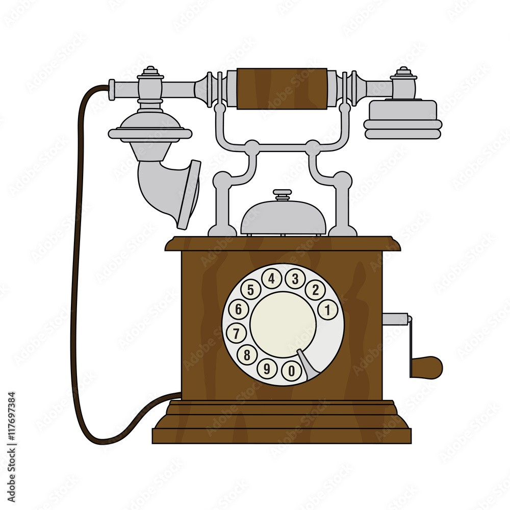 Old vintage cartoon styled phone with a rotary dialer. Stock Vector ...