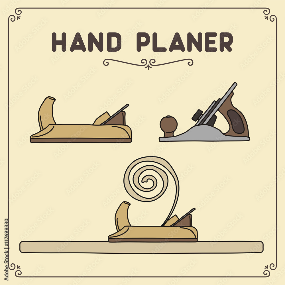 Vector set isolated old and new hand planer. Icon planer. Woodworking ...