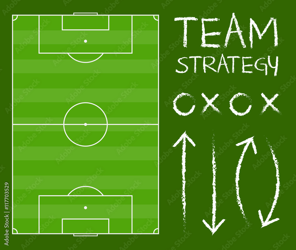 Soccer Field With Team Strategy Chart Vector Stock Vector | Adobe Stock