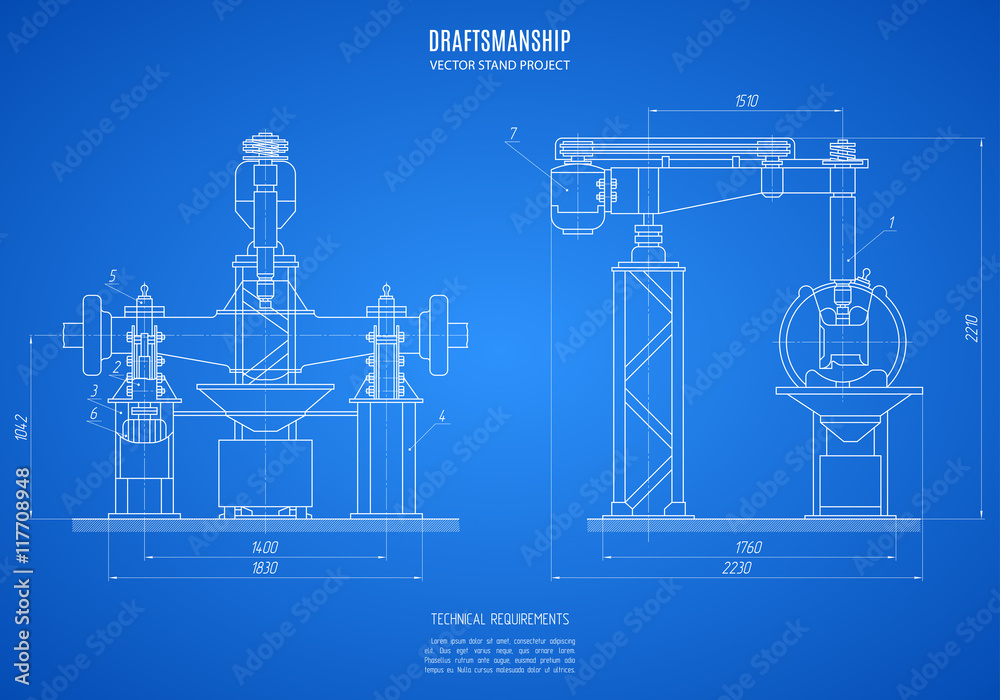 blueprint stand, technical drawing, construction plan or project on the ...