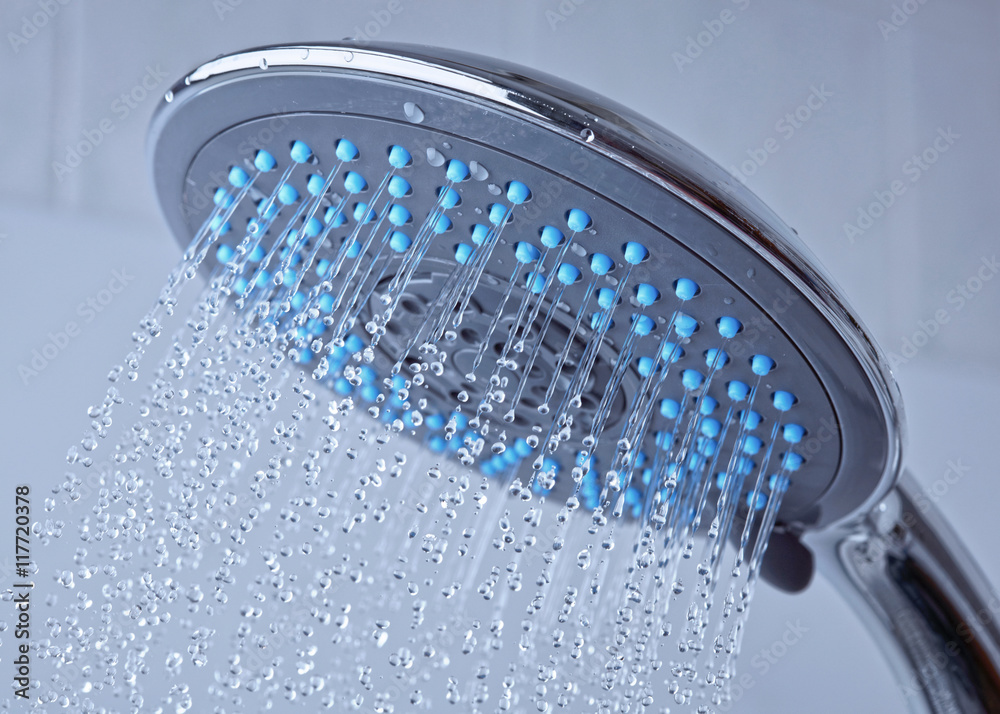 Shower with running water Stock Photo | Adobe Stock