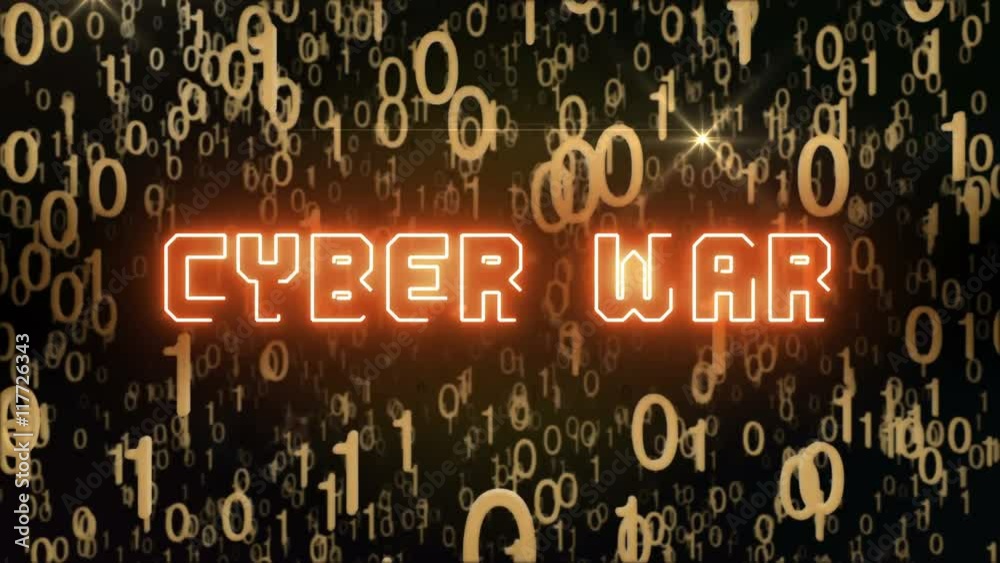 Seamless looping animation with the word Cyber War composed into ...
