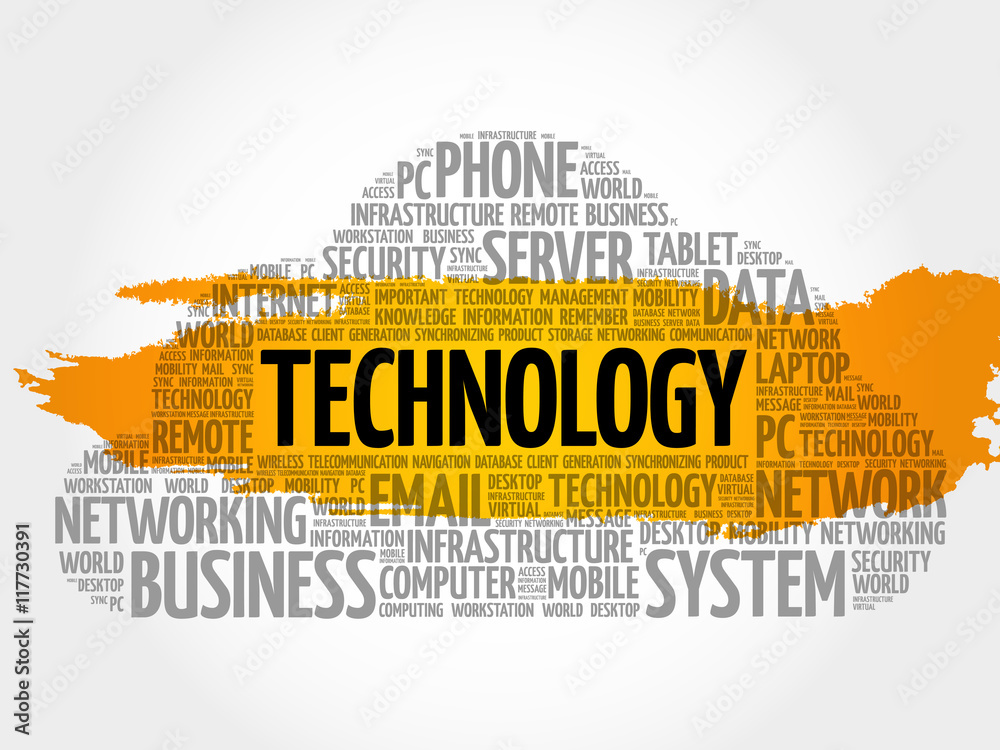 Technology word cloud collage, business concept background Stock Vector ...