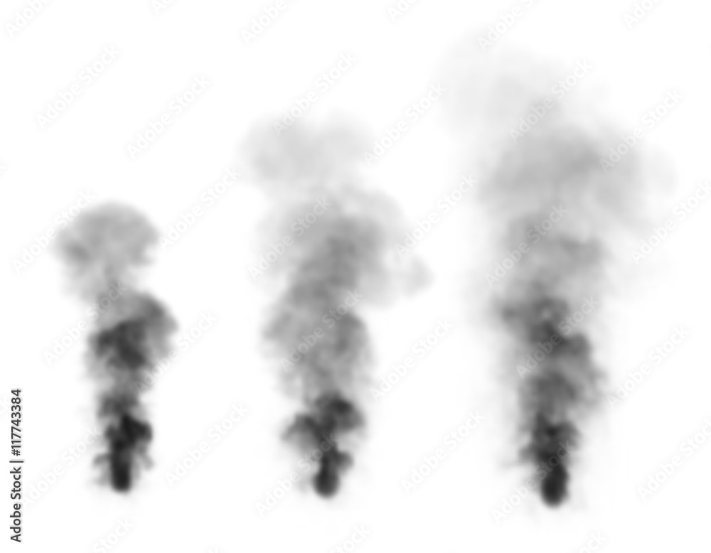 Realistic black smoke.Isolated on white background. Stock Vector ...