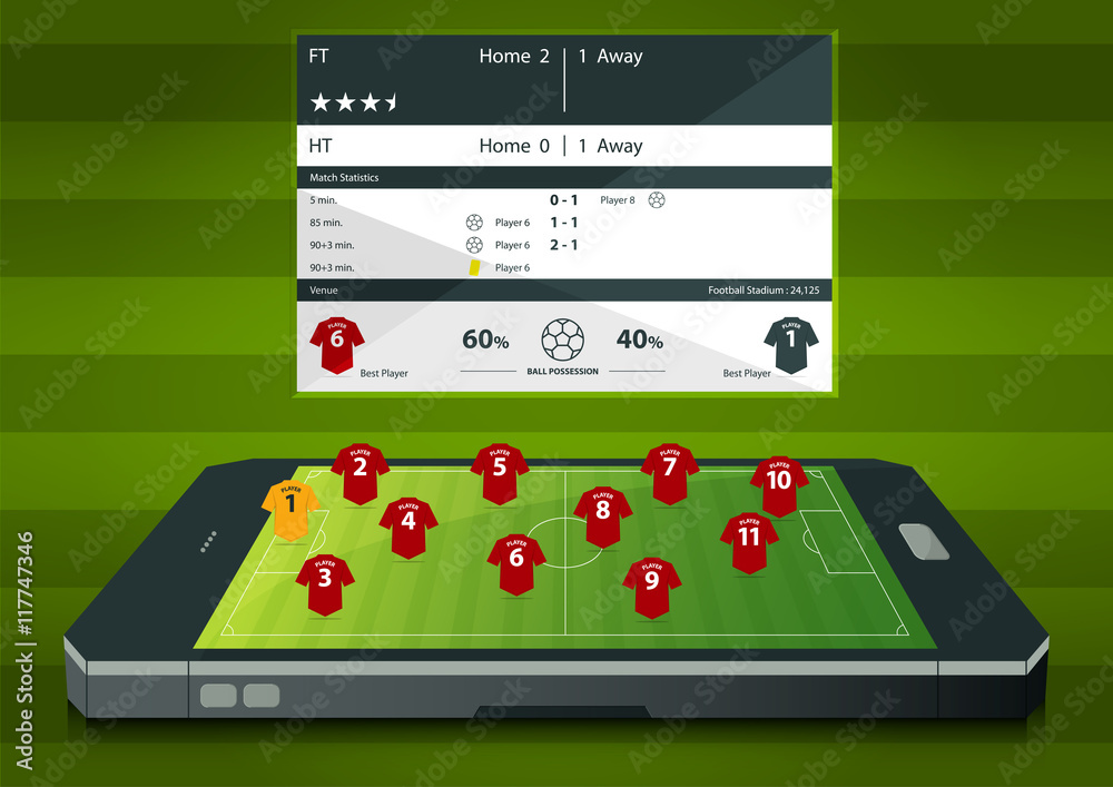 Football or soccer match statics infographic. Football formation tactic ...