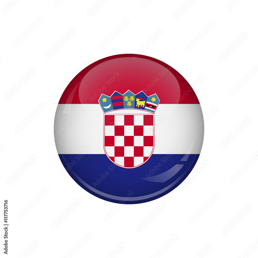 Flag of Croatia. A round button with a glare. Round Flag emblem. Stock ...