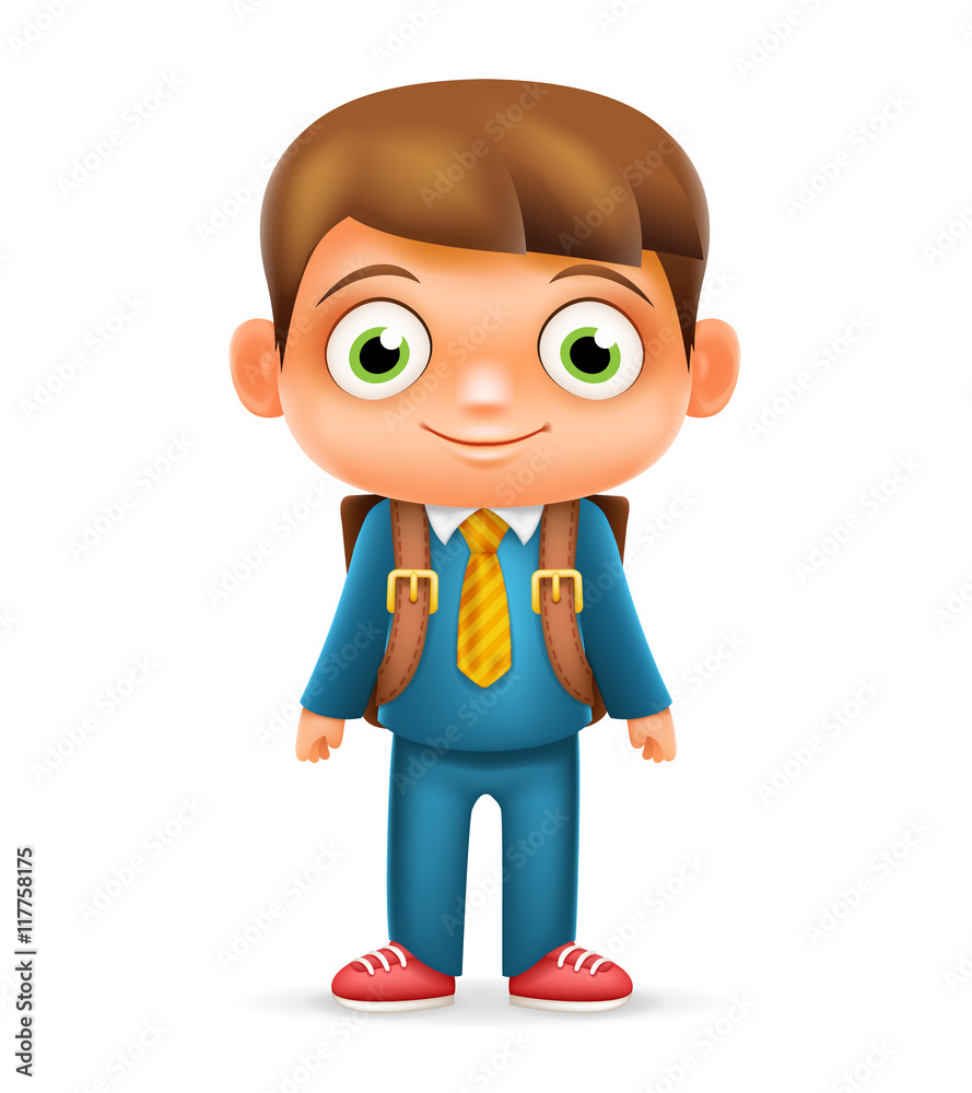 Realistic School Boy Child Cartoon Education Character 3d Icon Design ...